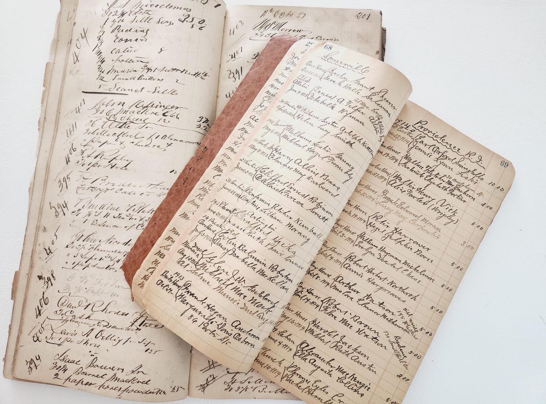 Antique 1800s Handwritten Account Ledger Journal Book Financial Expense ...