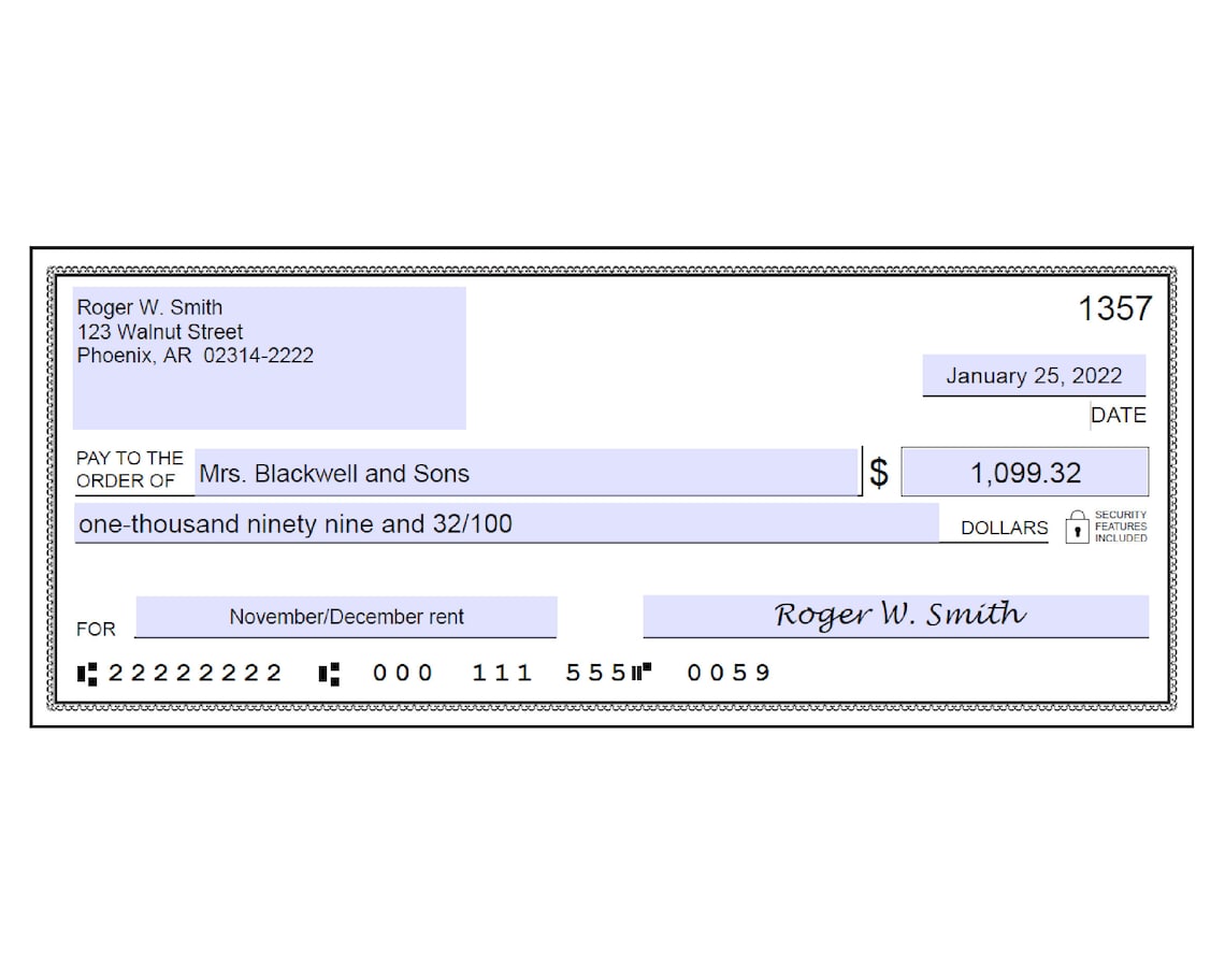 Blank Check Template / Editable Check Template / Printable Check ...