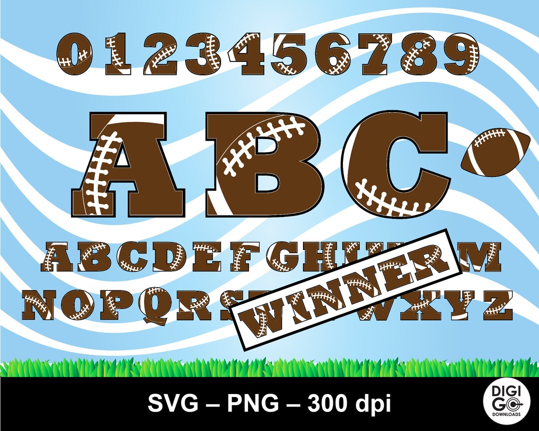 Football Svg Alphabet / Football Numbers Svg Png / Varsity Letters ...