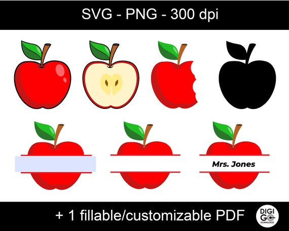 Apple Svg / Apple Clipart / School Svg / Fillable Apple / - Etsy