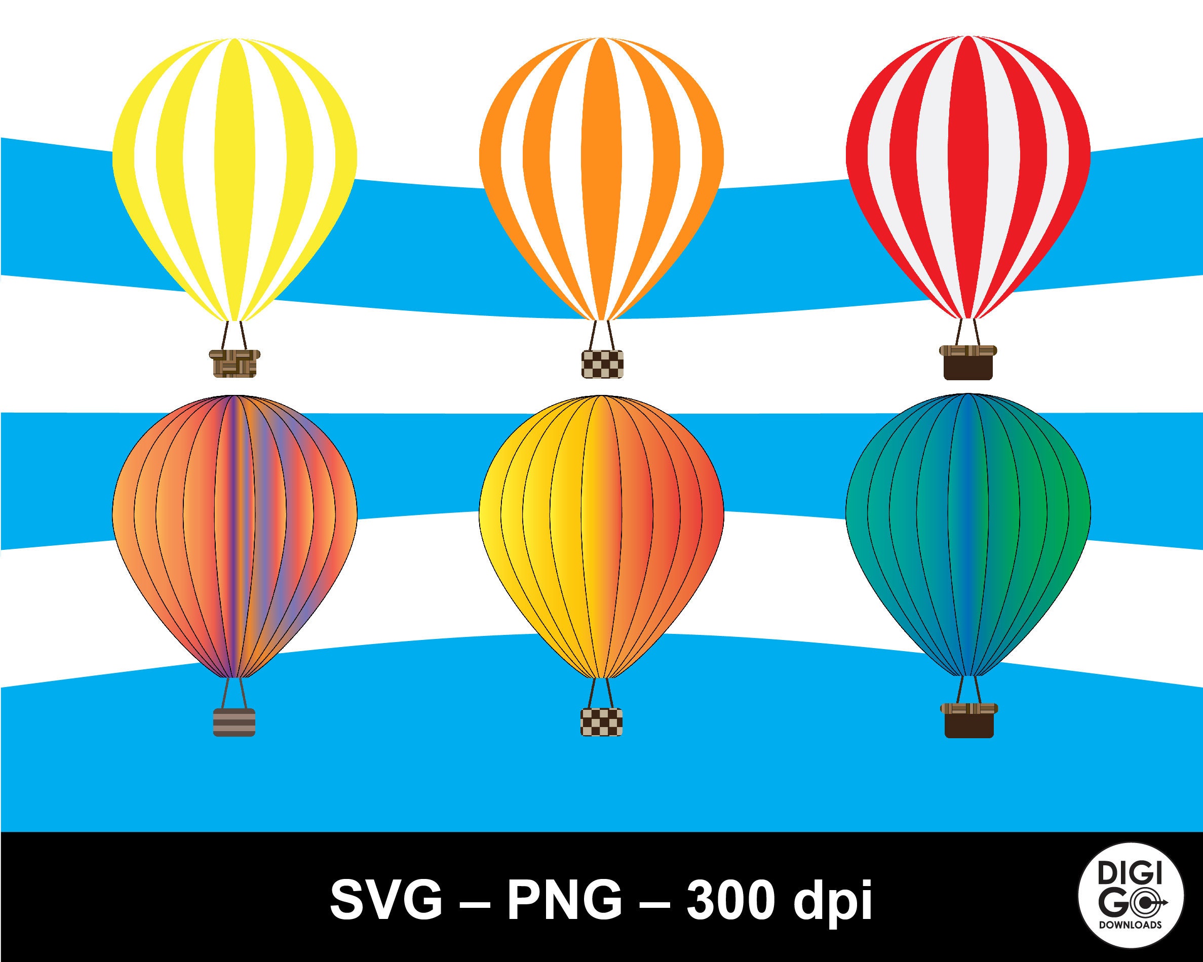 Air Balloon Clipart / Hot Air Balloons Svg Bundle / Air - Etsy