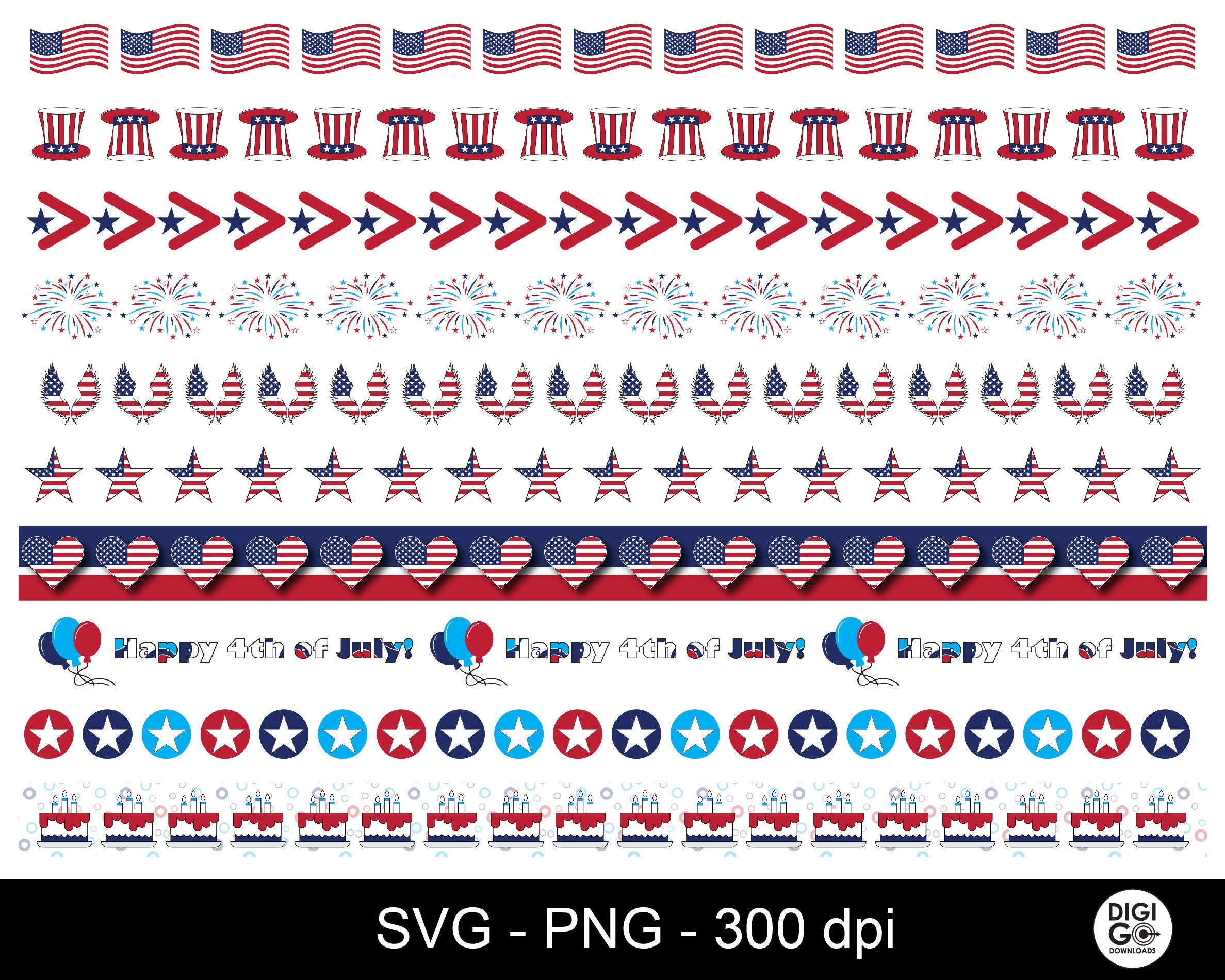 4th of July Borders / 4th of July Independence Day Borders / Patriotic ...