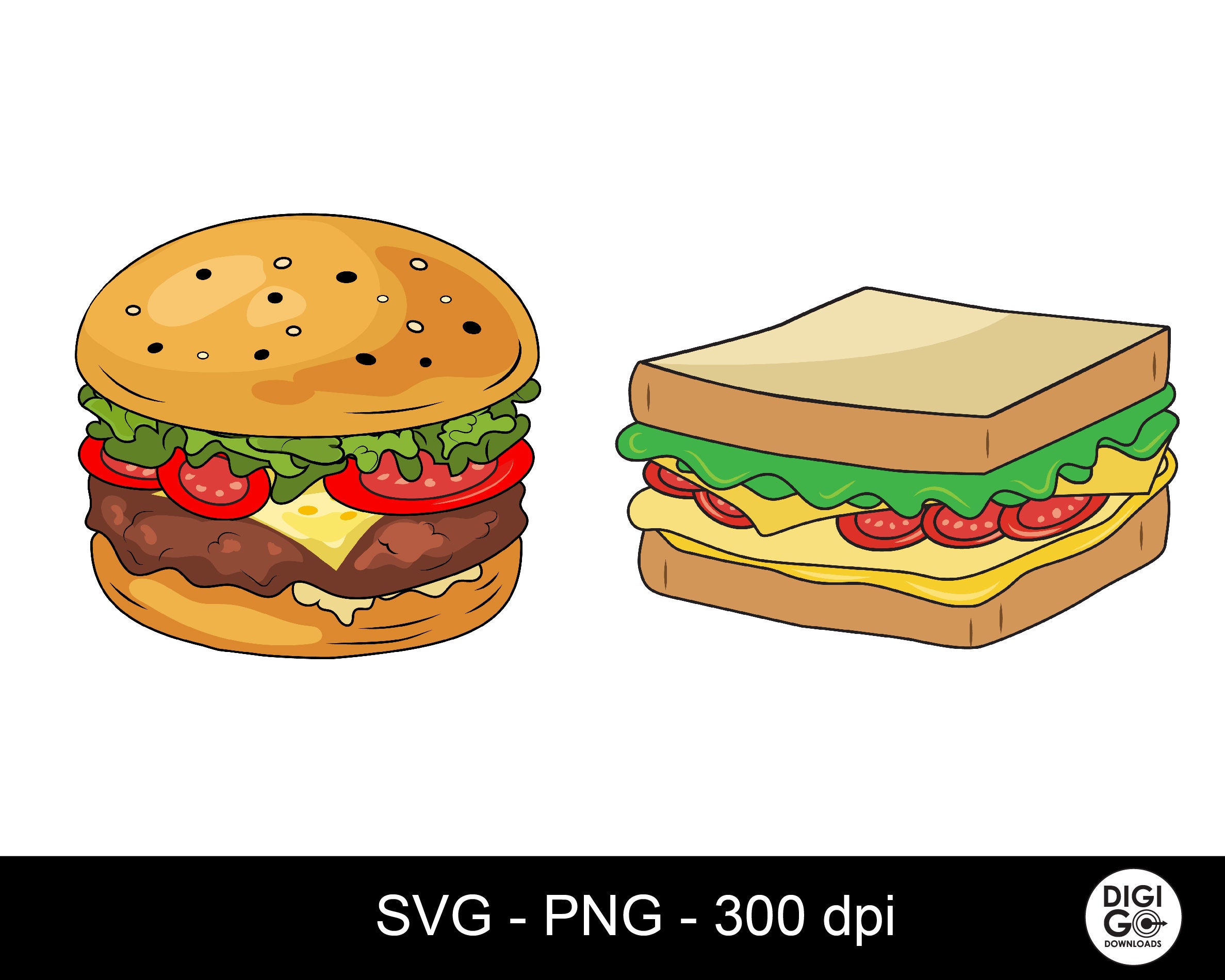Hamburger Svg / Cheeseburger Svg / Sandwich Svg / Cheeseburger Png ...