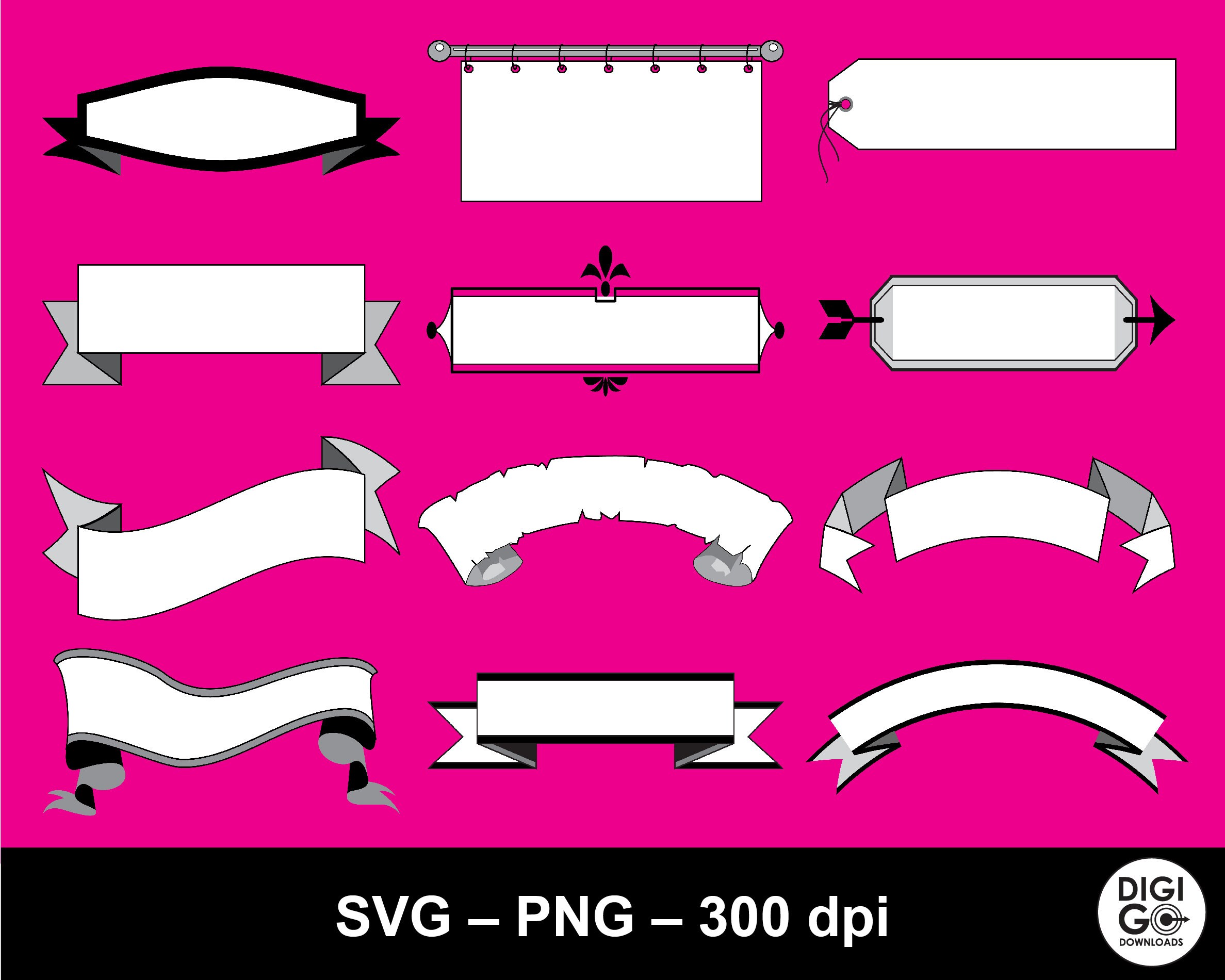 Banner Svg Bundle / Banner Clipart / Banner Png / Ribbon Svg / - Etsy