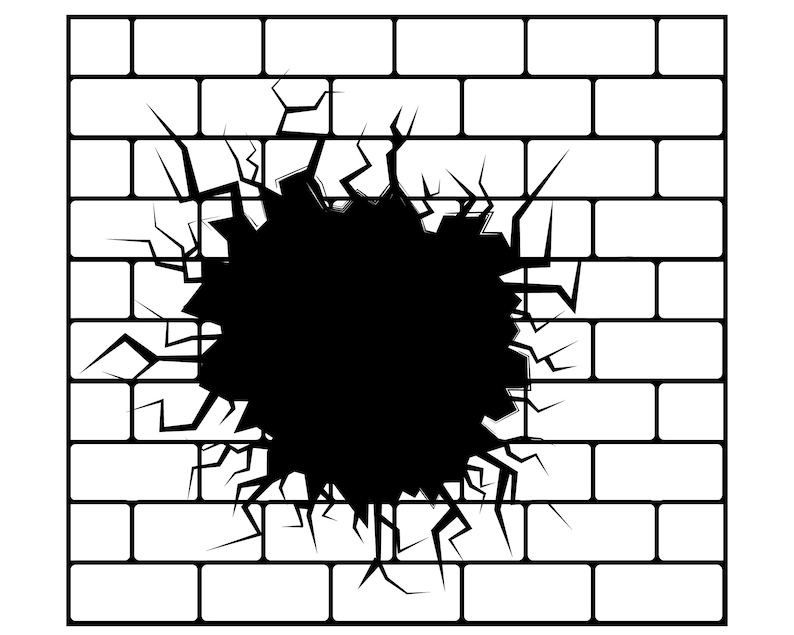 Cracked Wall Svg / Broken Brick Wall / Brick Wall Svg / Cracked Brick ...