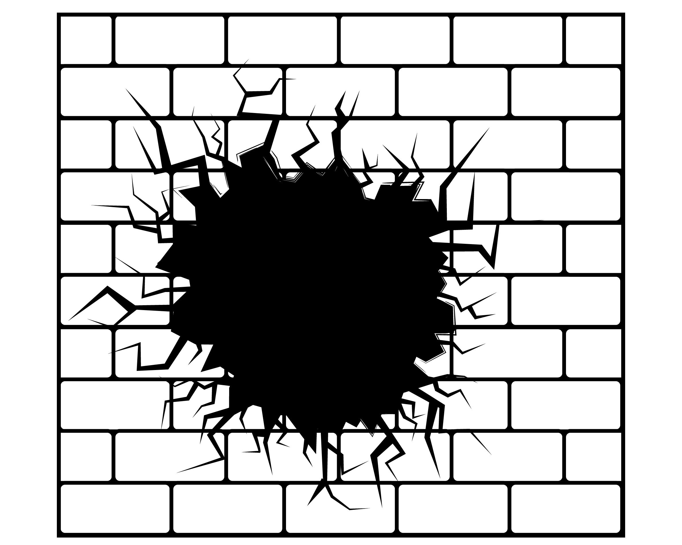 Cracked Wall Svg / Broken Brick Wall / Brick Wall Svg / Cracked Brick ...