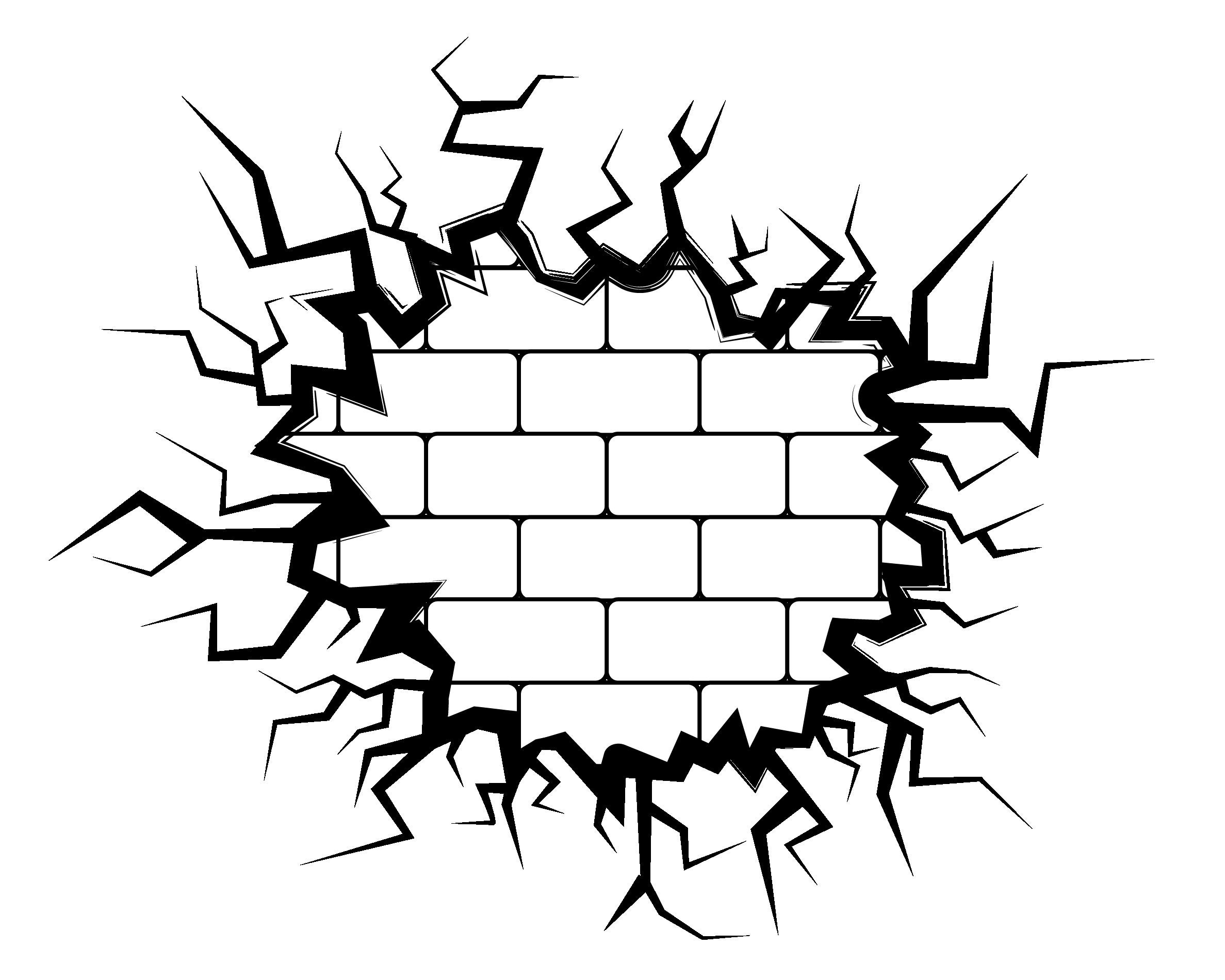 Cracked Wall Svg / Broken Brick Wall / Brick Wall Svg / Cracked Brick ...