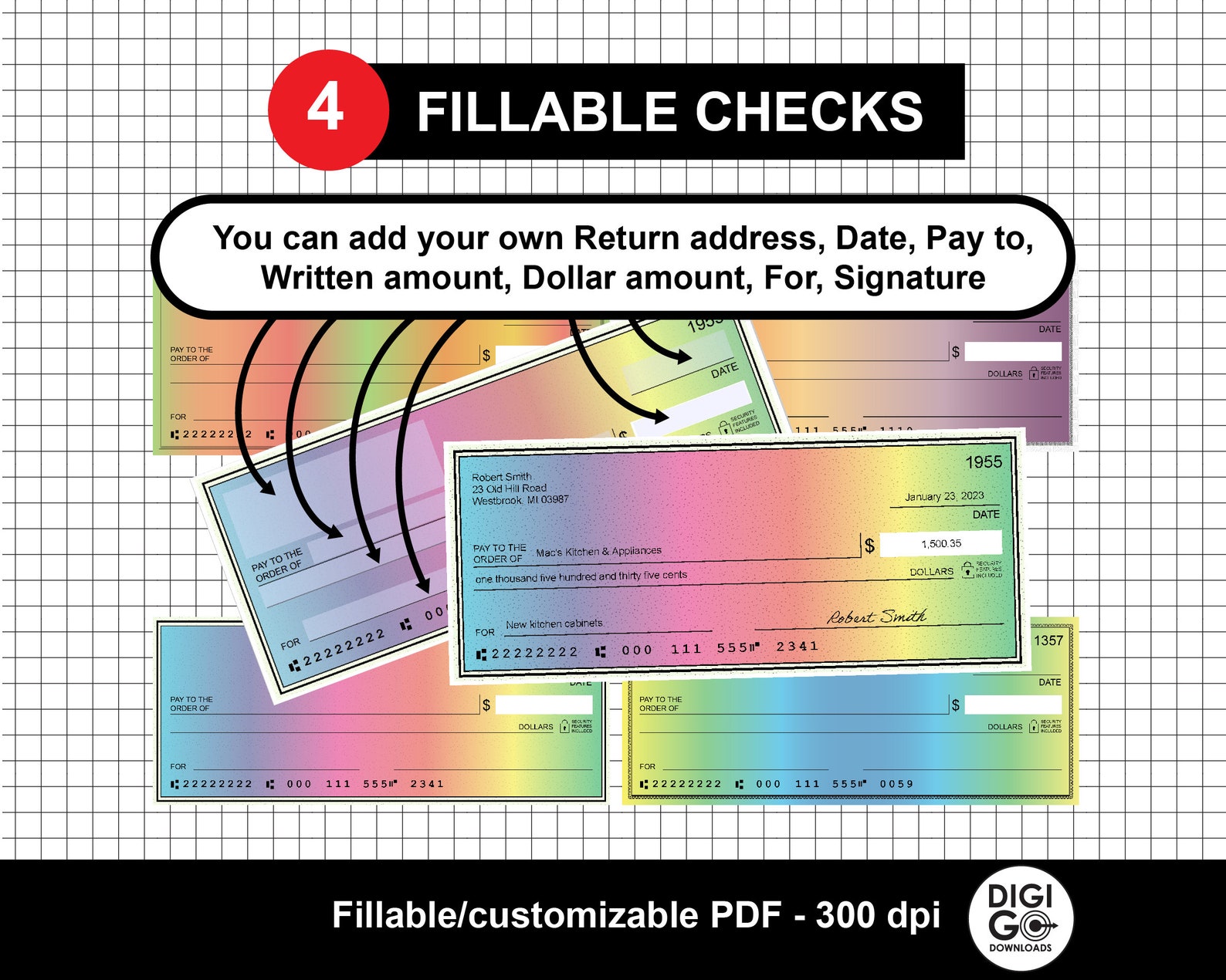 Blank Check Template / Editable Check Template / Printable Check ...