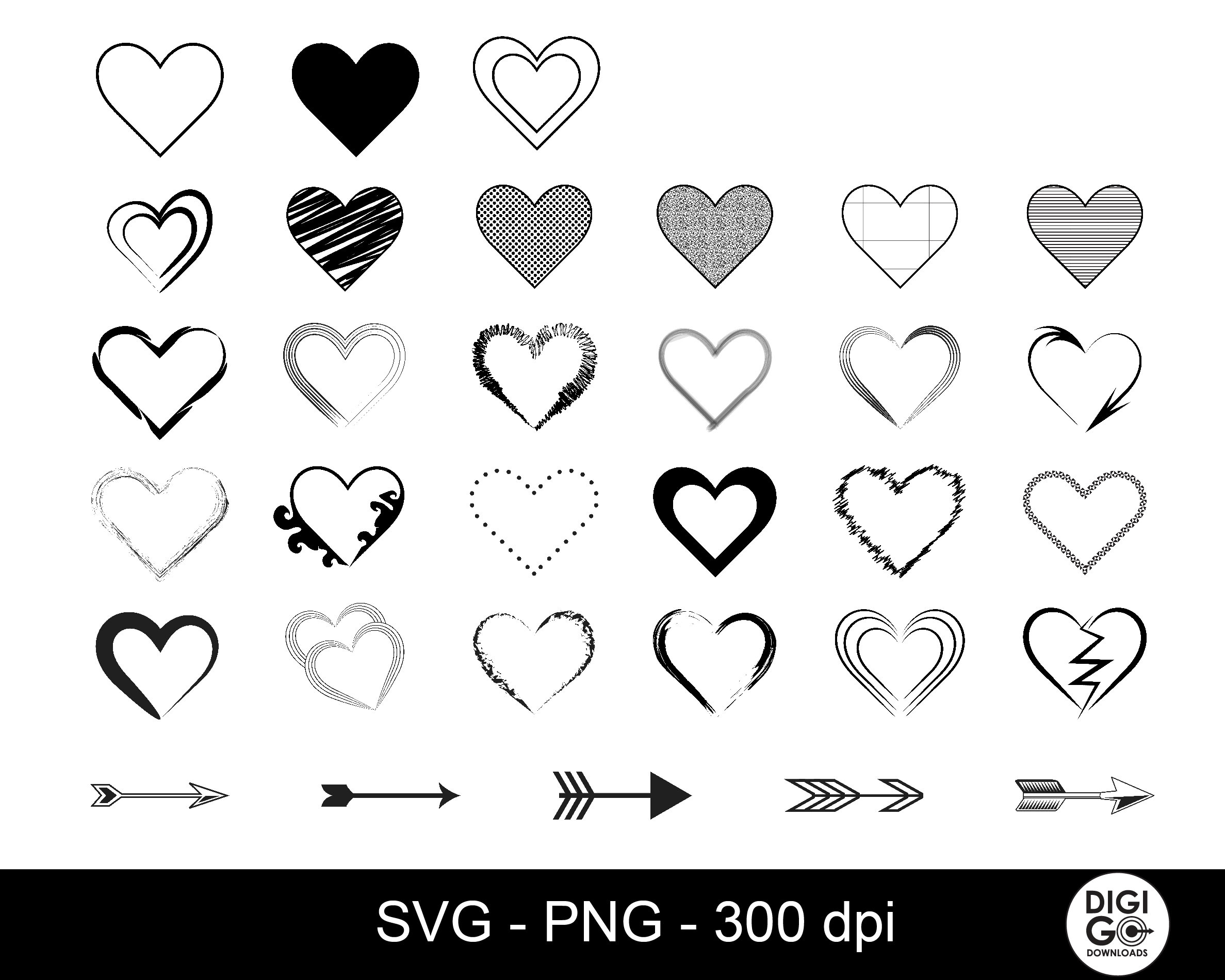 Heart Svg Bundle, Heart Svg, Open Heart Svg, Doodle Heart Svg, Sketch ...