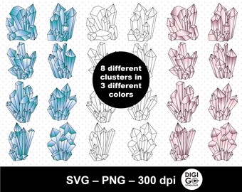 Crystals Clipart Vector Graphic Svg Png Jpg Eps Crystal Cluster ...