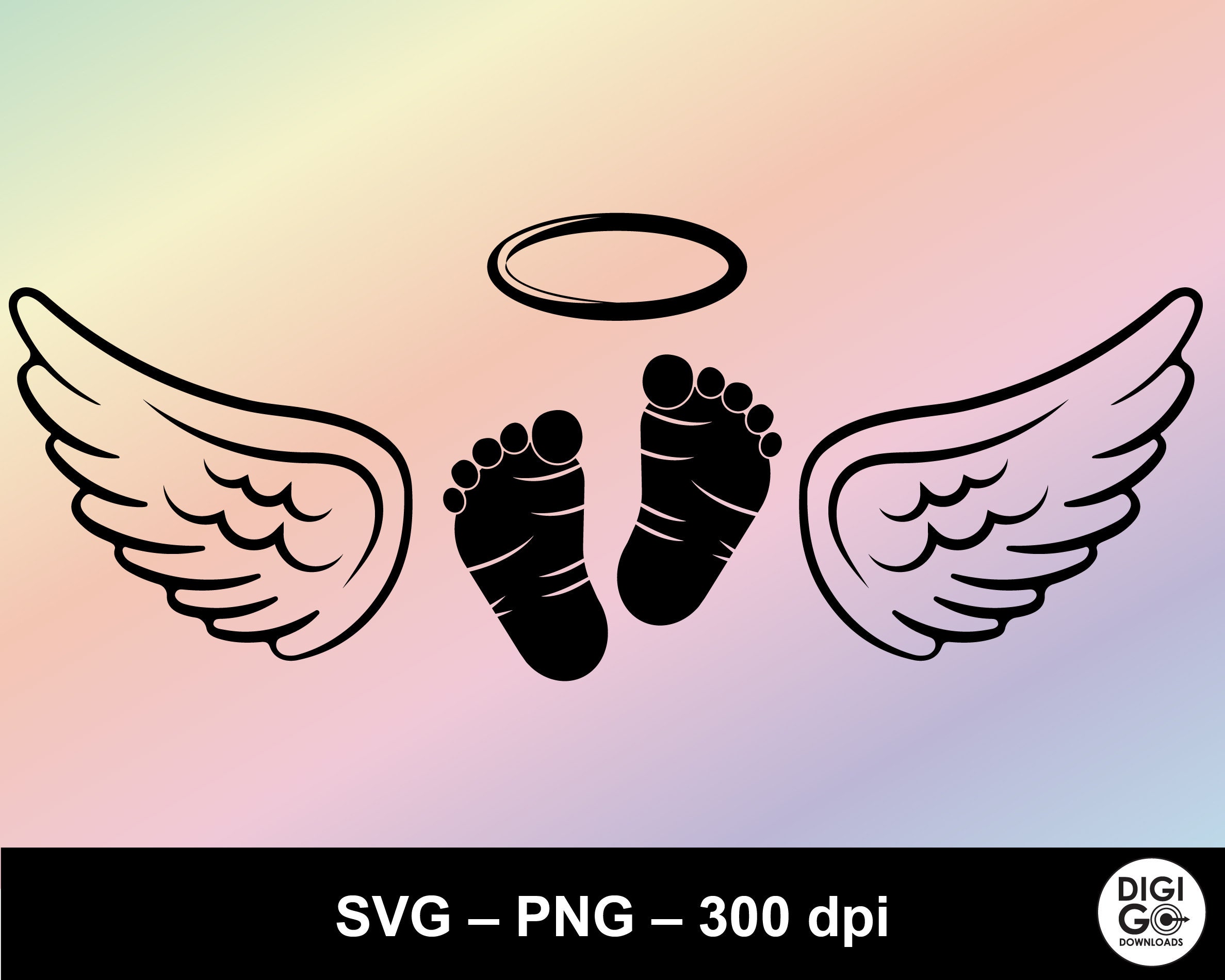 Baby Loss Memorial Svg / Angel Wings and Halo Svg / Angel Wings Svg / Loss Memorial Angel Wings ...