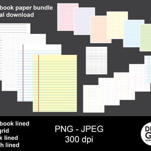 Lined Paper Template / Digital Notebook Paper / Digital Lined Paper ...