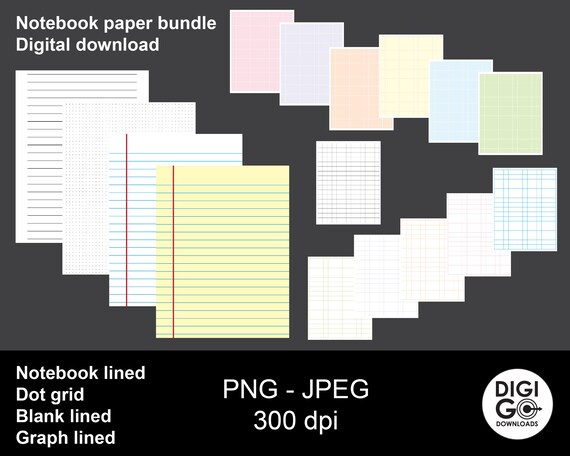 Lined Paper Template / Digital Notebook Paper / Digital Lined - Etsy