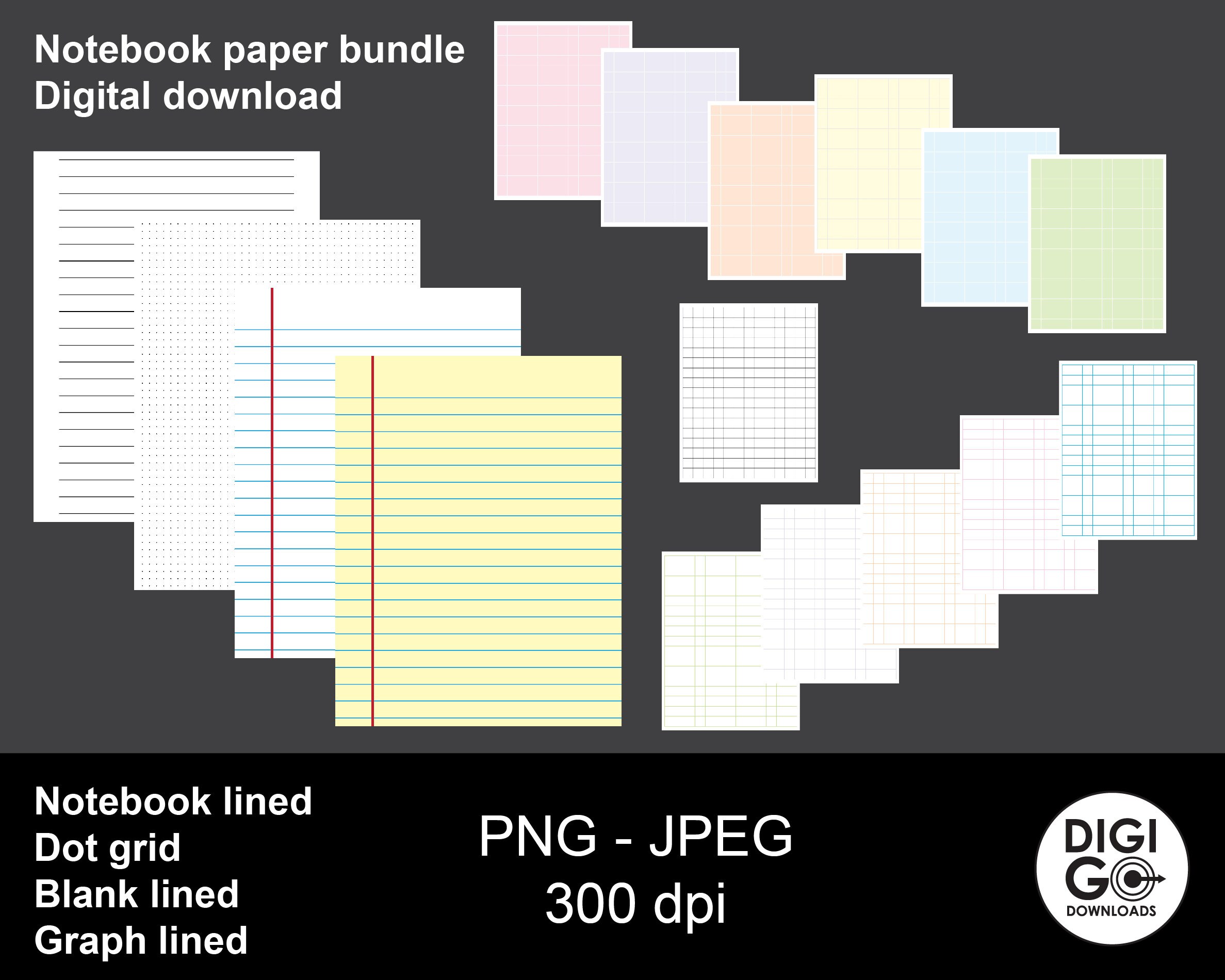 Lined Paper Template / Digital Notebook Paper / Digital Lined Paper ...