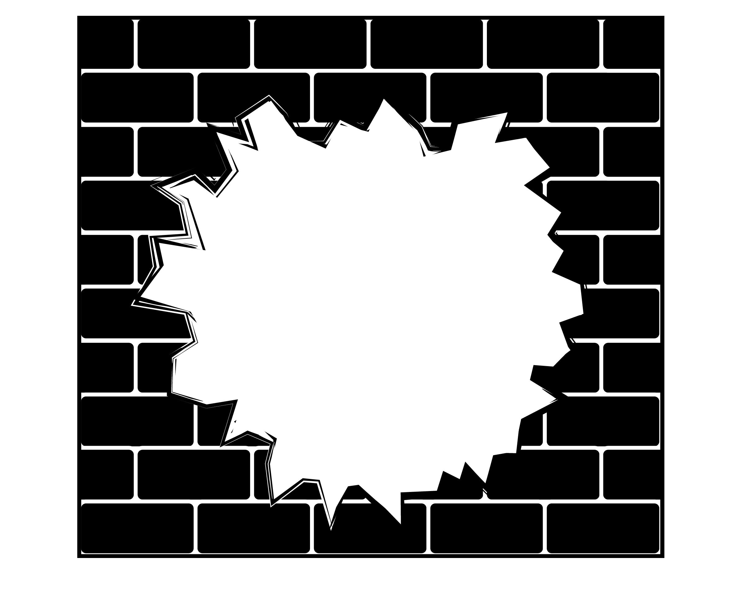 Cracked Wall Svg / Broken Brick Wall / Brick Wall Svg / Cracked Brick ...
