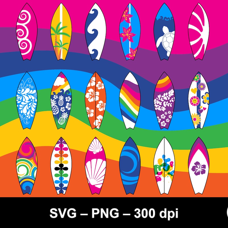 Surfboard Clip Art - Etsy