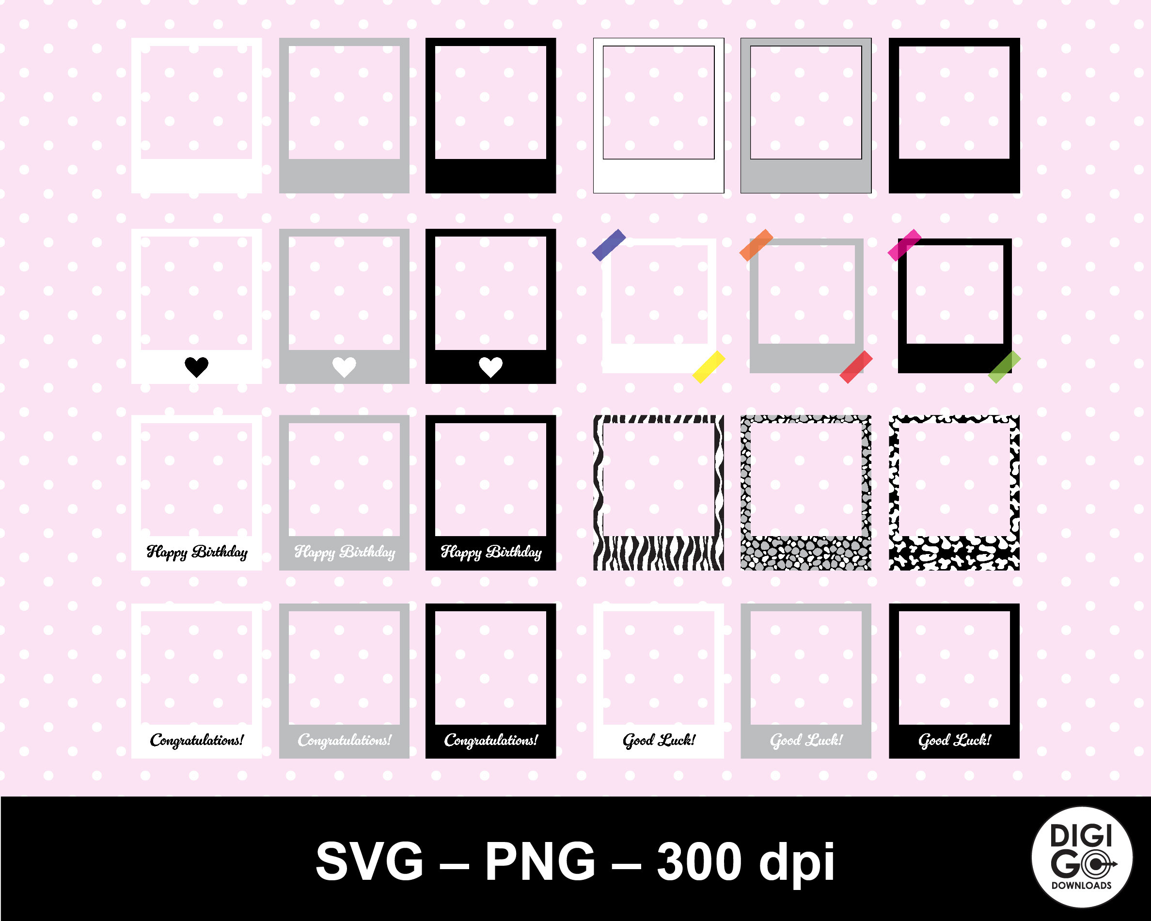 Photo Frame Svg / Instant Photo Svg / Photo Frame Png / Photo Template ...