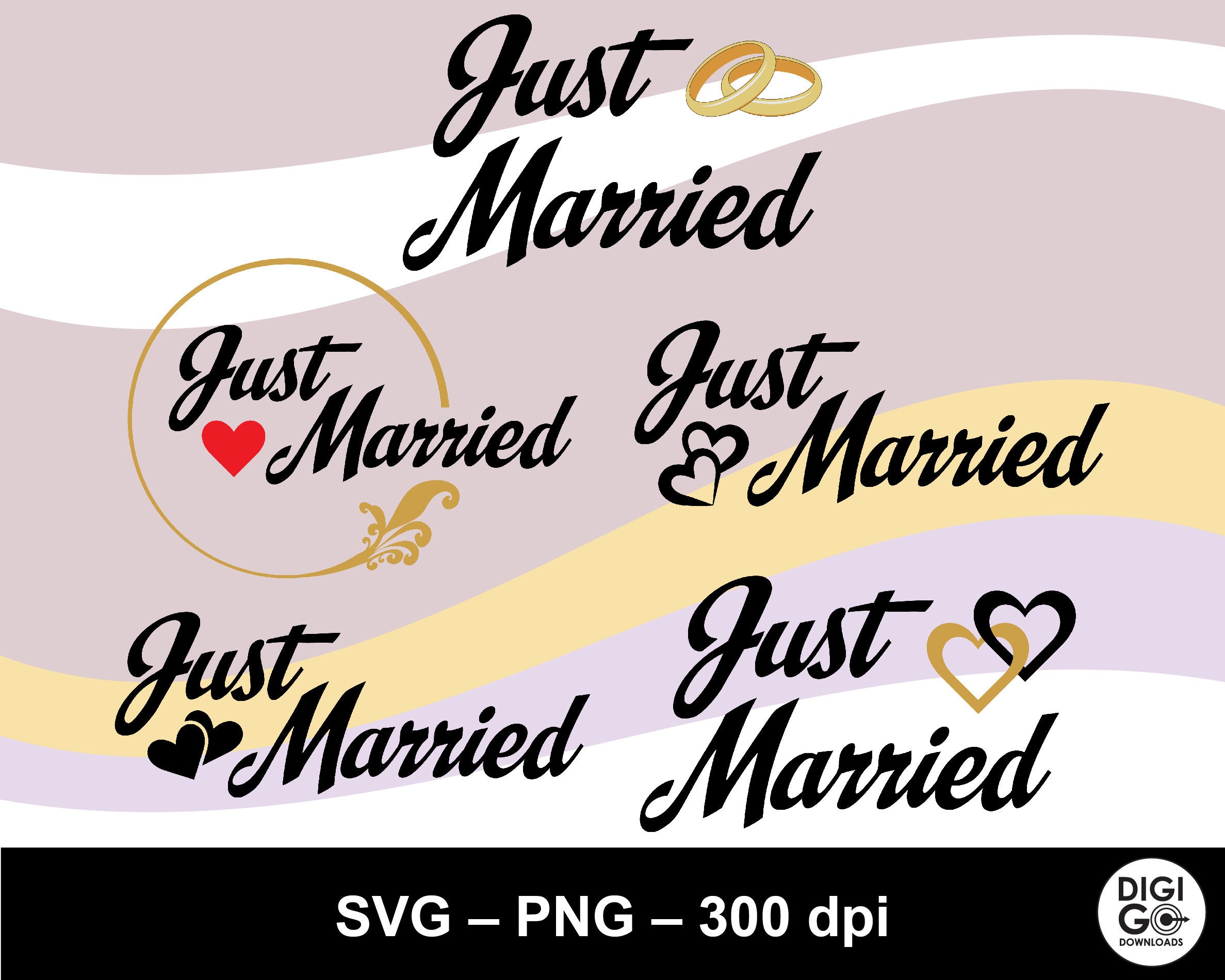 Just Married Svg, Just Married Png, Just Married Banner Svg, Just ...