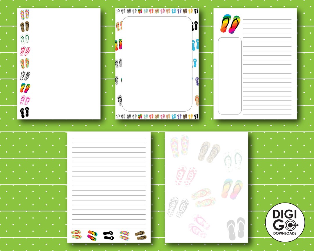 Printable Stationary / Digital Stationary / Printable Flip Flops ...