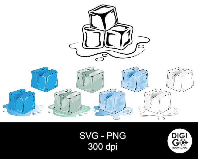 Ice Cubes Svg / Ice Cube Svg / Melting Ice Cubes Svg / Ice Cubes Clipart / Ice Cubes Outline Svg ...