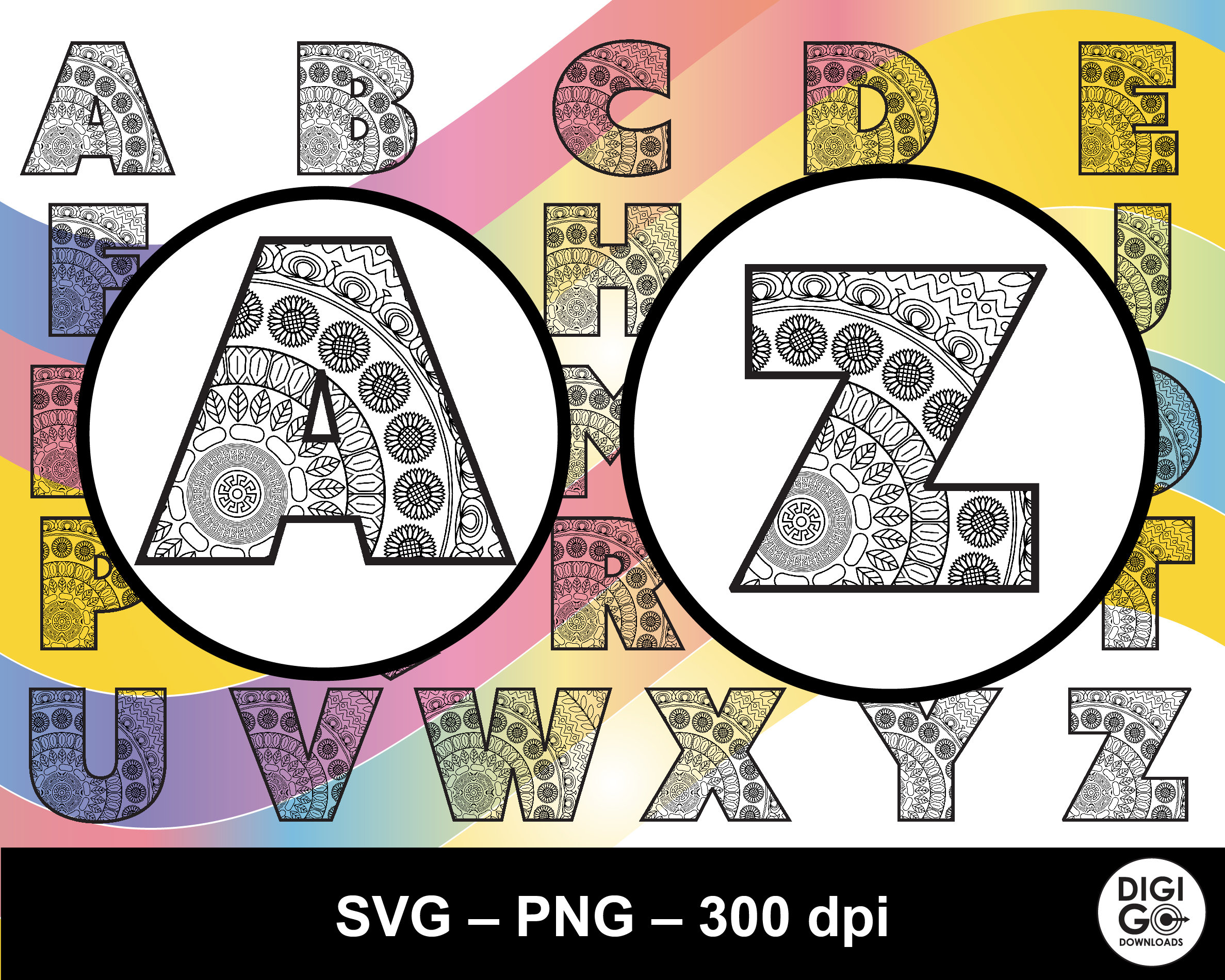 Mandala Alphabet Svg / Mandala Letters Svg Cut Files / Mandalas Svg ...