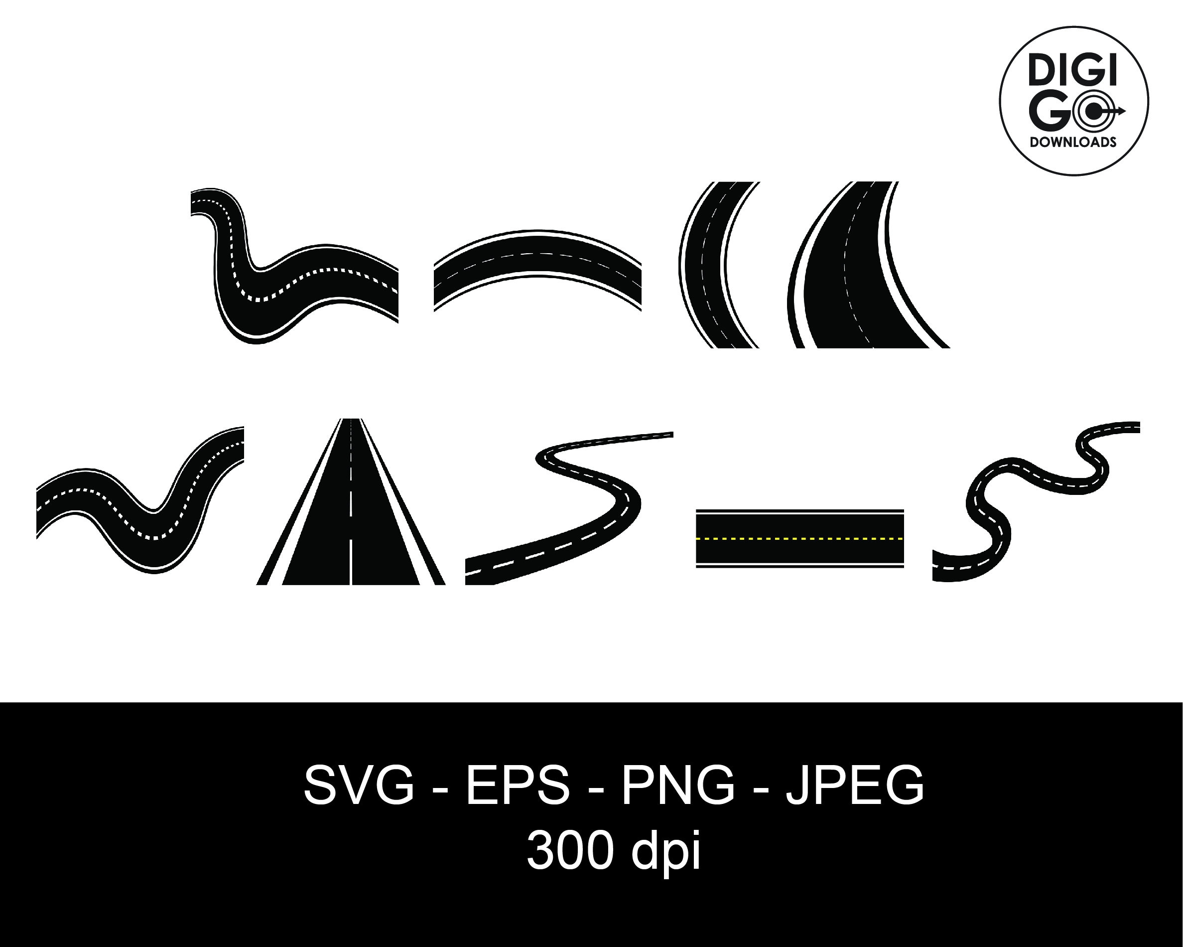 Road Elements / Road Clipart / Highway Clipart / Road Svg / Road Design ...