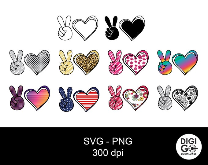 Peace Love Bundle SVG, Peace Symbol Svg, Peace Sign Mandala,heart ...