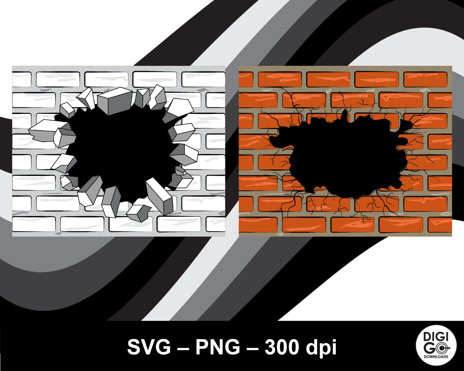 Cracked Wall Svg / Broken Brick Wall / Exploding Wall Svg / Brick Wall ...