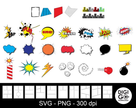 Comic Text Clipart / Comic Bubbles / Comic Words / Comic Book - Etsy