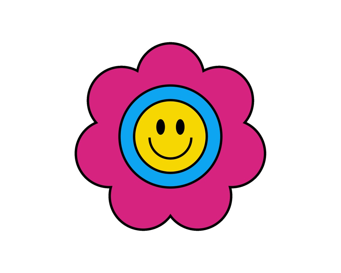 Flower Smiley Face / Retro Groovy Flowers Svg / Hippy Flowers Svg ...