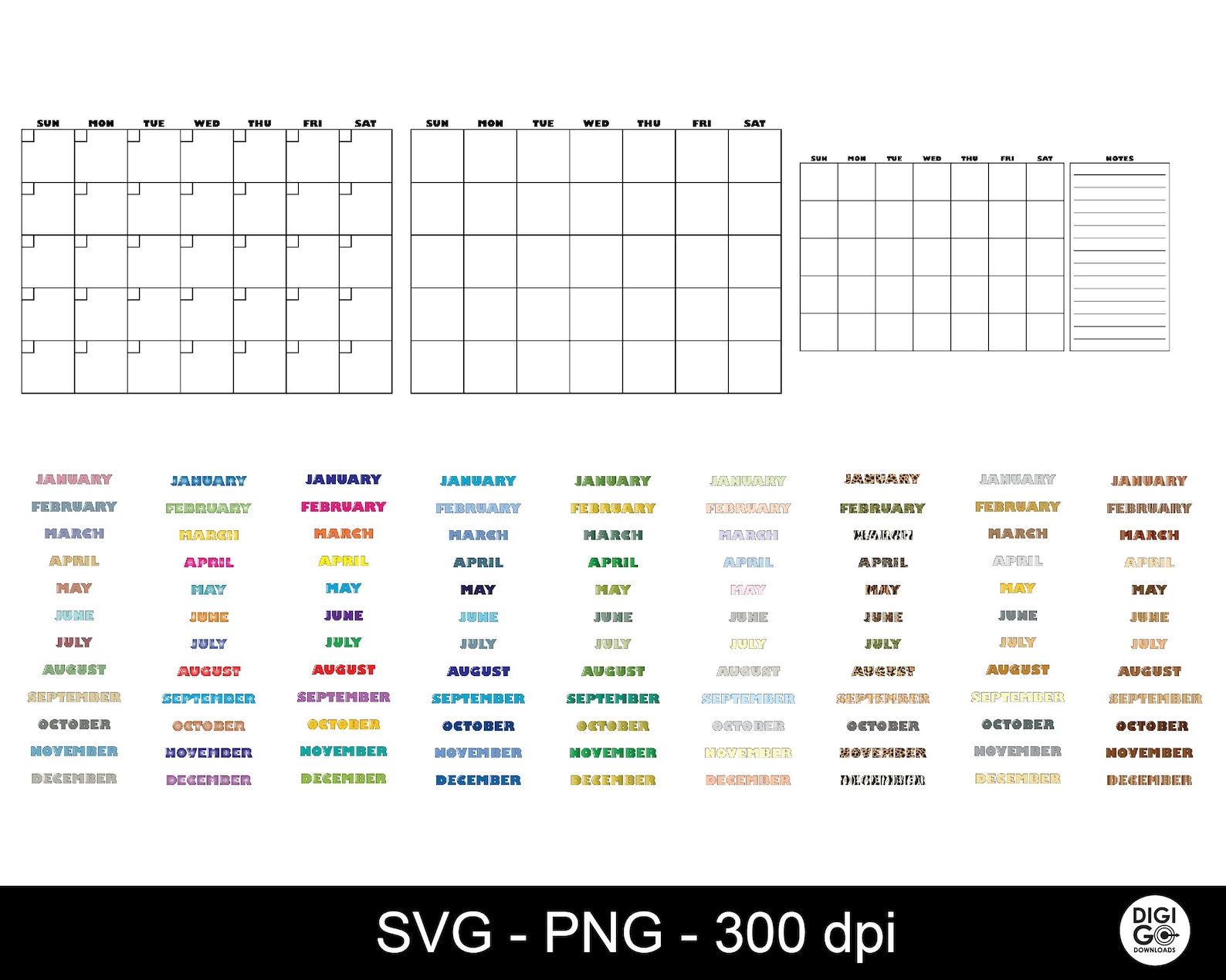 Blank Calendar Svg / Calendar Svg / Monthly Calendar / Months of the ...