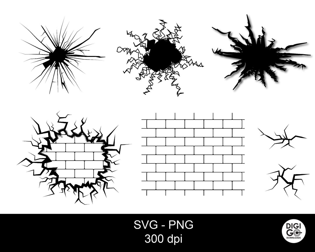 Cracked Wall Svg / Cracked Glass / Broken Wall / Brick Wall Svg ...