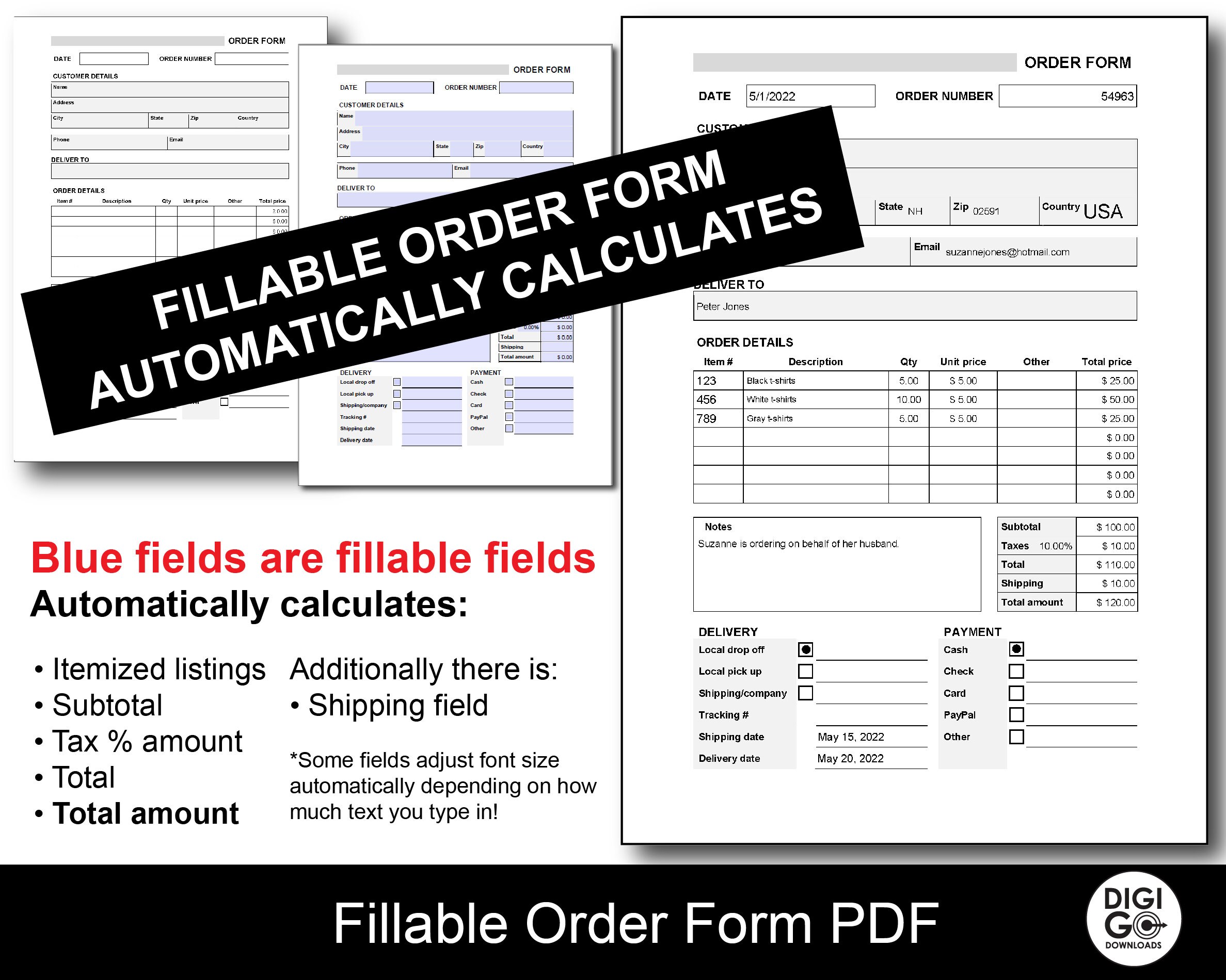 Order Form / Order Form Template / Order Form Template Printable ...