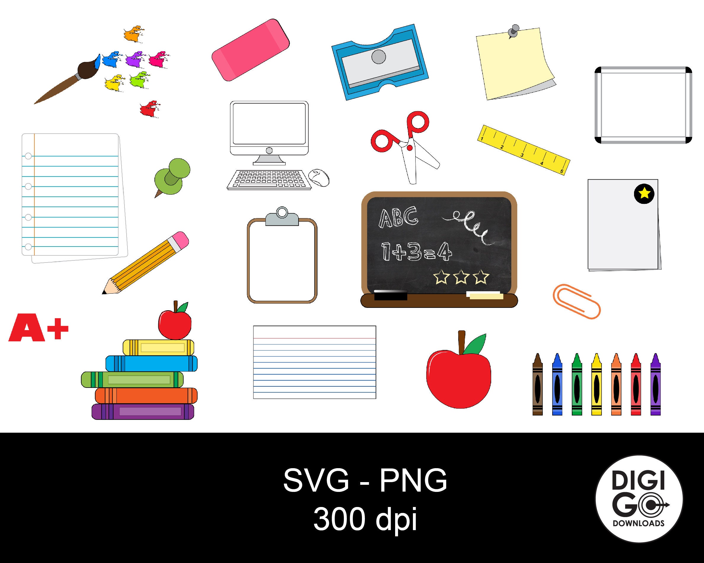 School Clipart Set / School Supplies Svg / Pencils / Back to School ...
