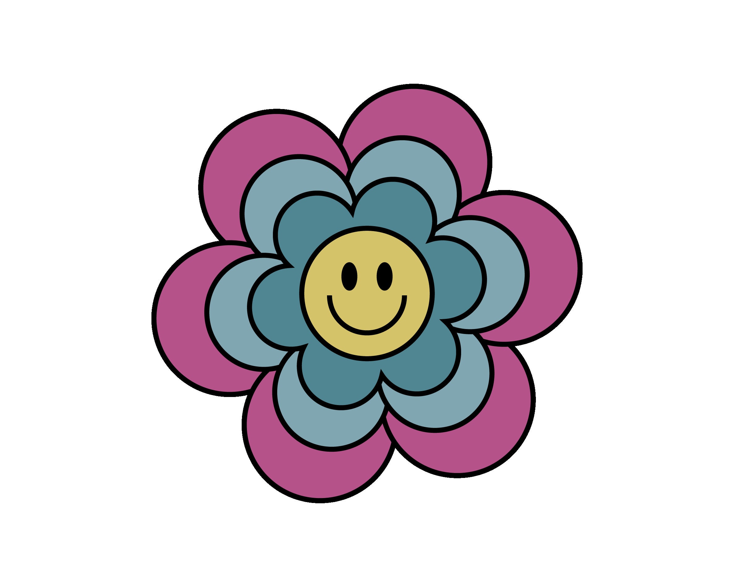 Flower Smiley Face / Retro Groovy Flowers Svg / Hippy Flowers Svg ...