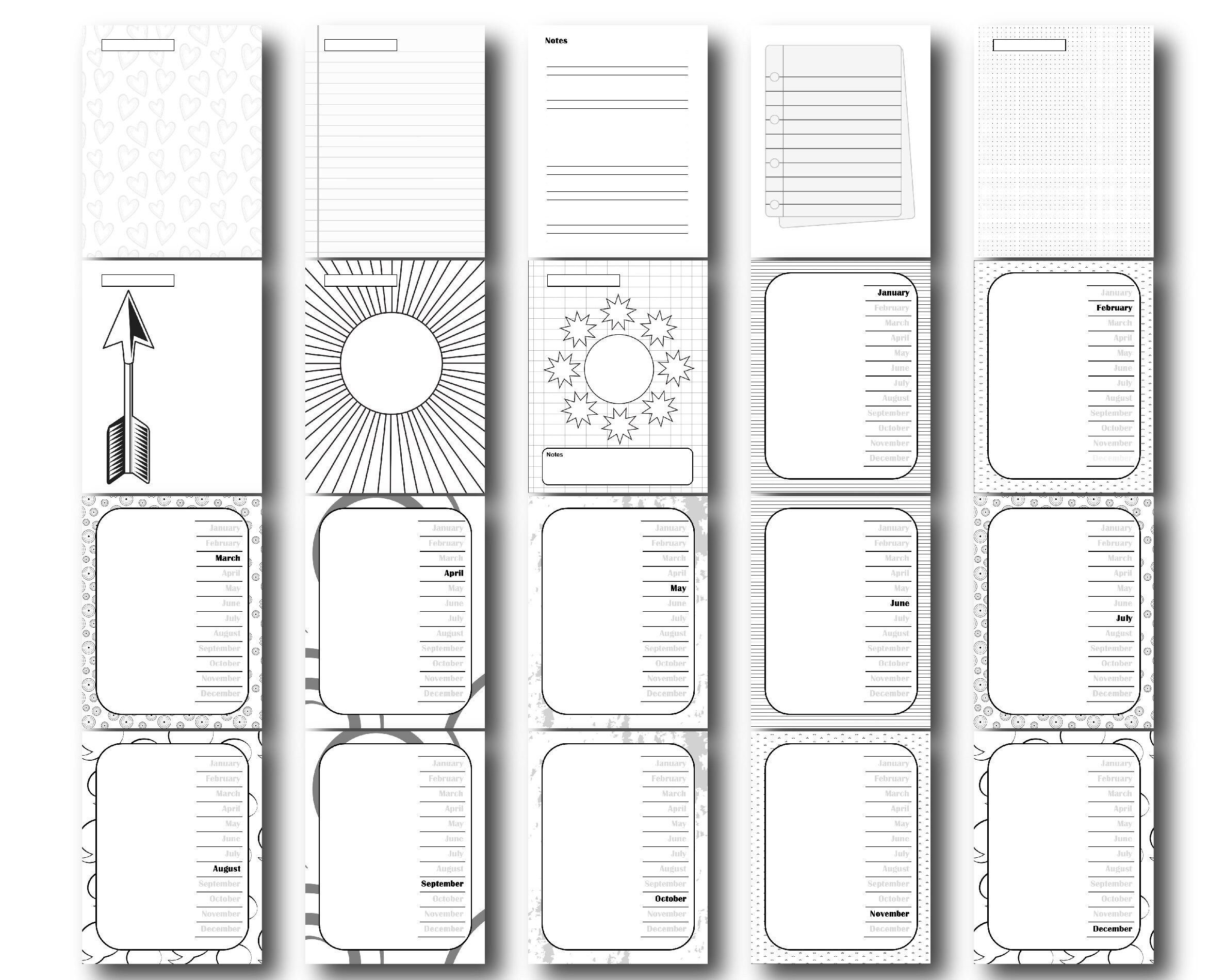 Journal Pages / Printable Template Pages / Journal Pages Bundle ...