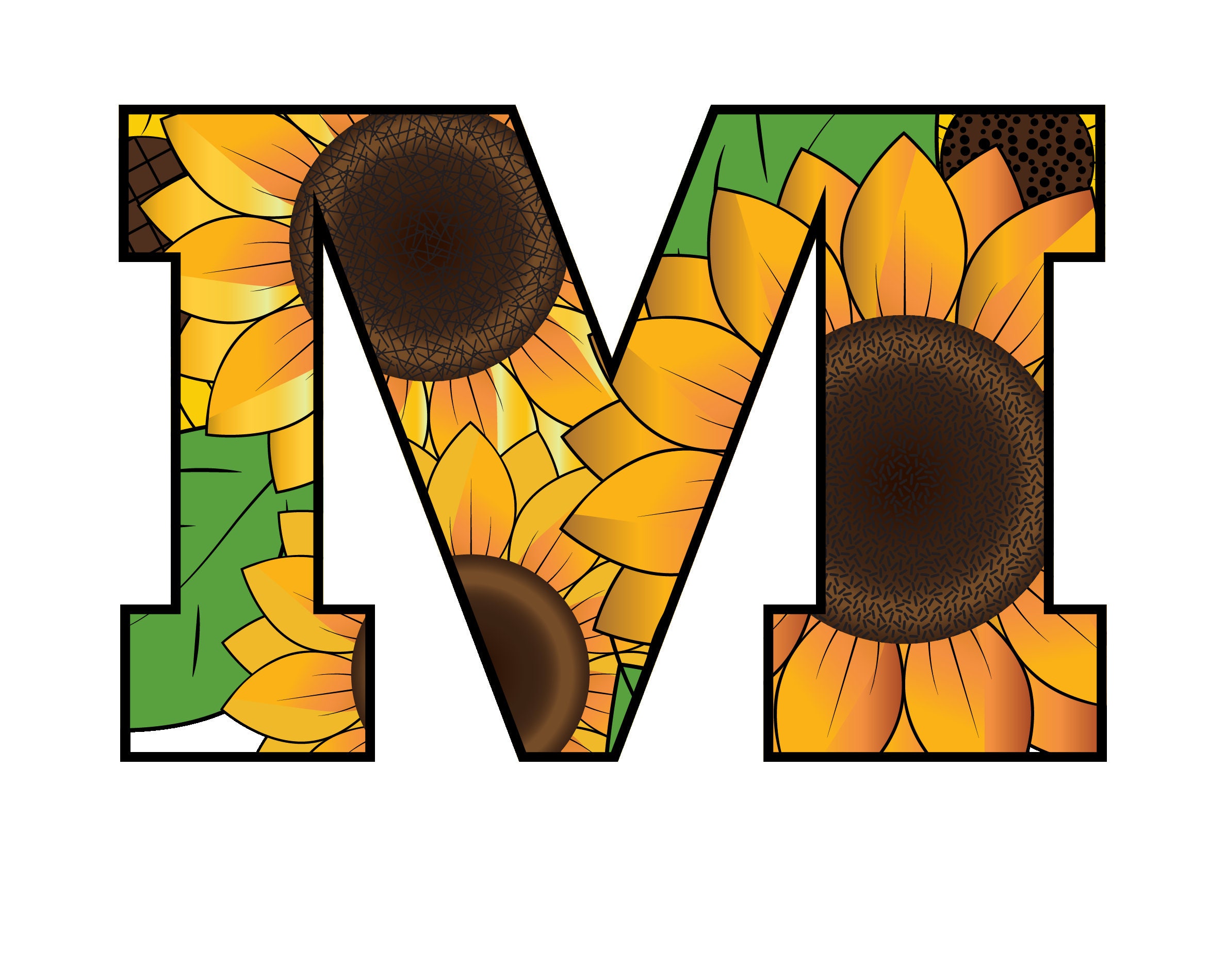 Sunflower Letters Svg / Sunflower Alphabet Svg / Sunflower Monogram Svg ...