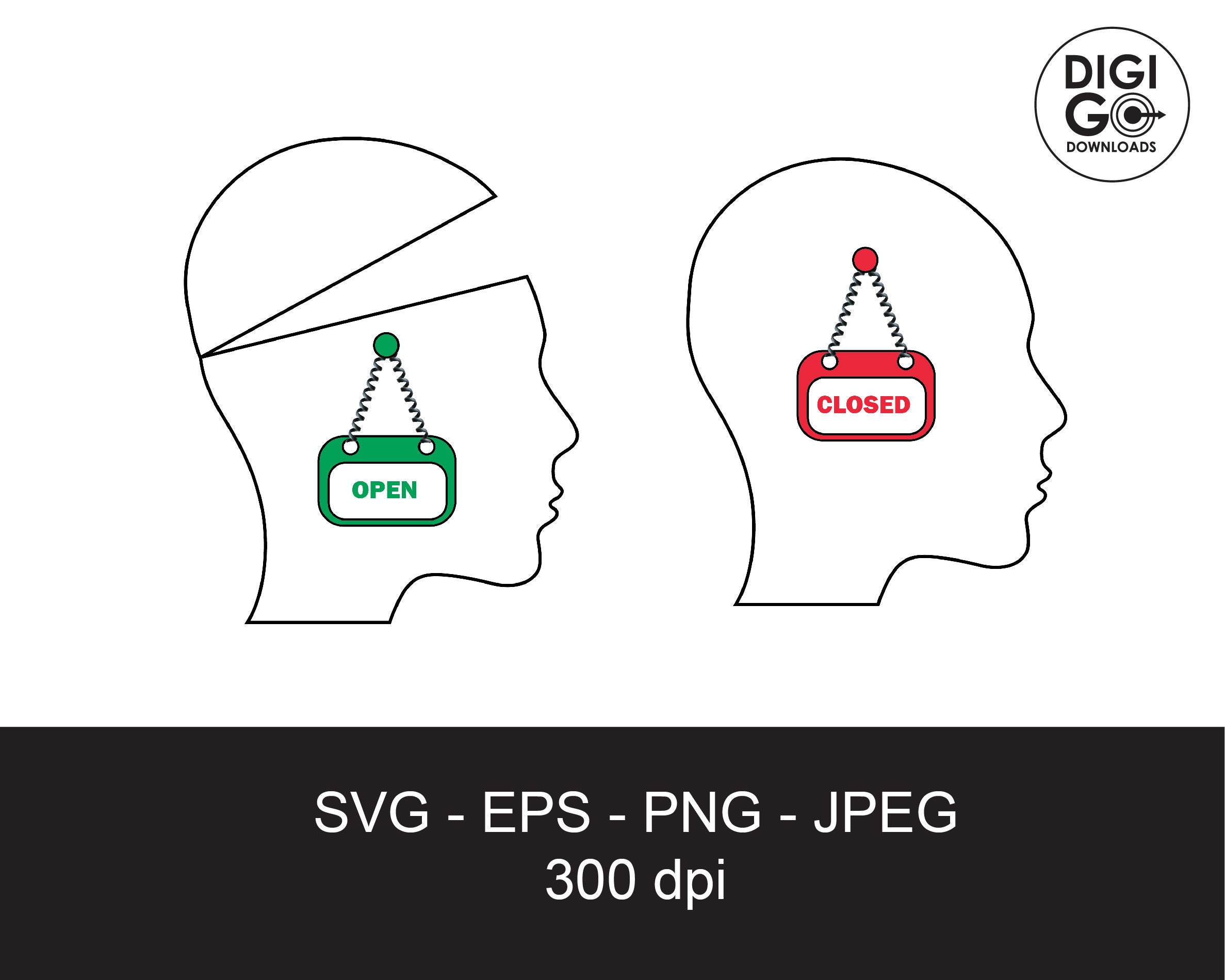 Open - Closed Mindset Clipart / Mind Clipart / Growth Mindset Images ...