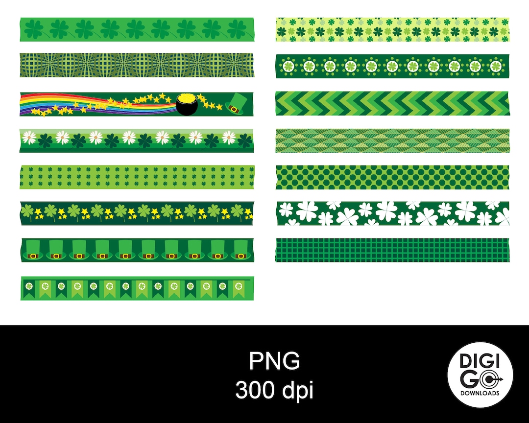 Saint Patrick's Day Washi Tape Digital Clipart / Green Irish Washi Tape ...
