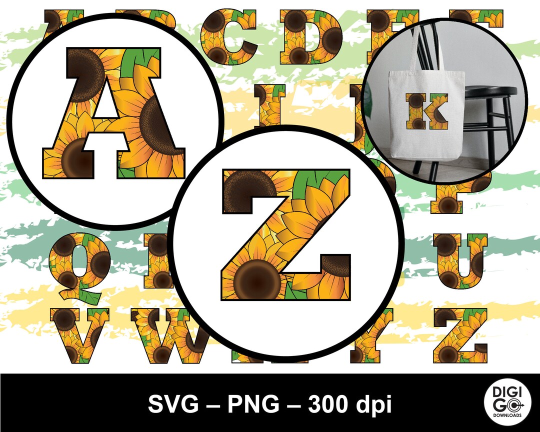 Sunflower Letters Svg / Sunflower Alphabet Svg / Sunflower Monogram Svg ...