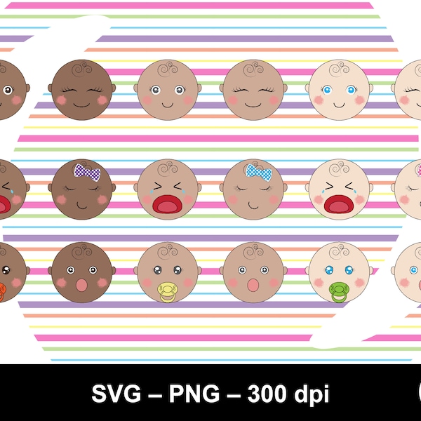 Cute Baby Faces Clipart - Etsy