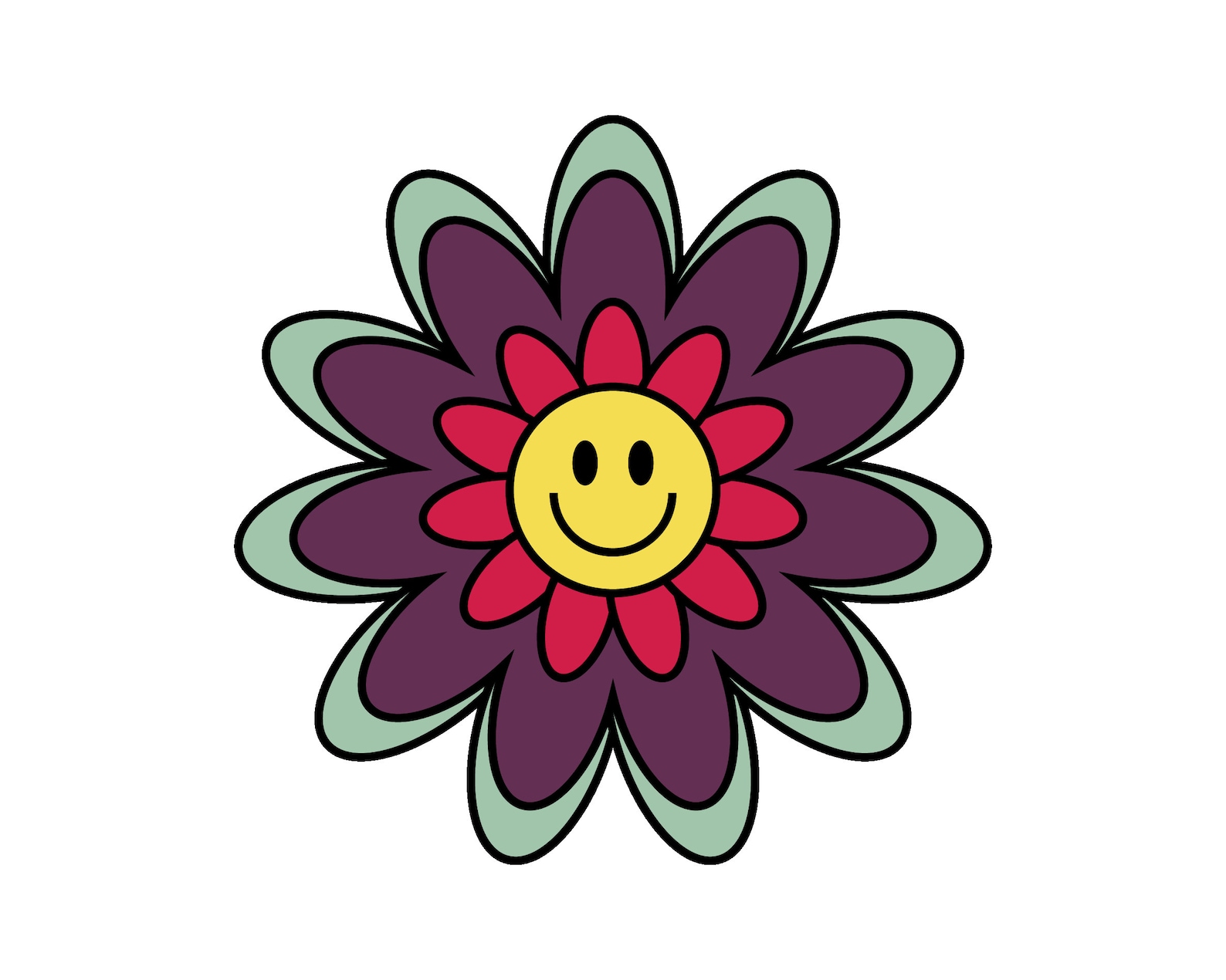 Flower Smiley Face / Retro Groovy Flowers Svg / Hippy Flowers Svg ...