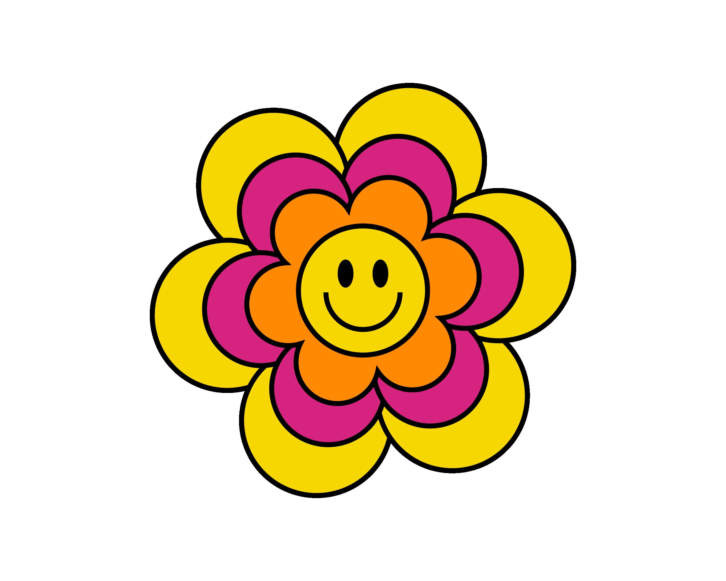 Flower Smiley Face / Retro Groovy Flowers Svg / Hippy Flowers Svg ...