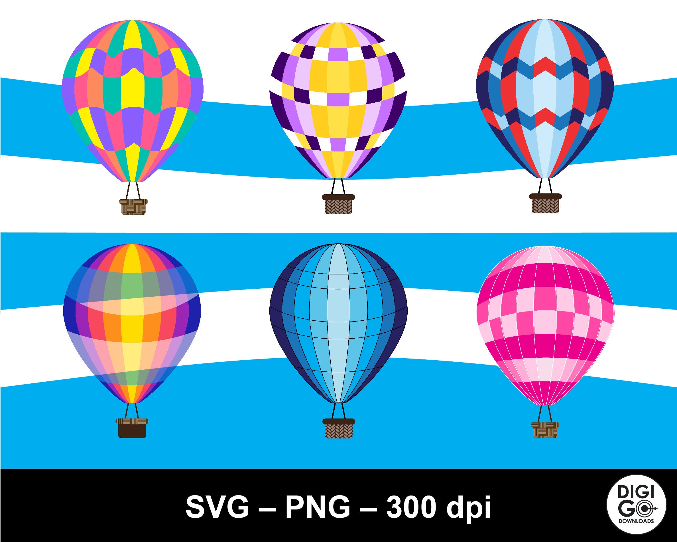 Air Balloon Clipart / Hot Air Balloons Svg Bundle / Air - Etsy