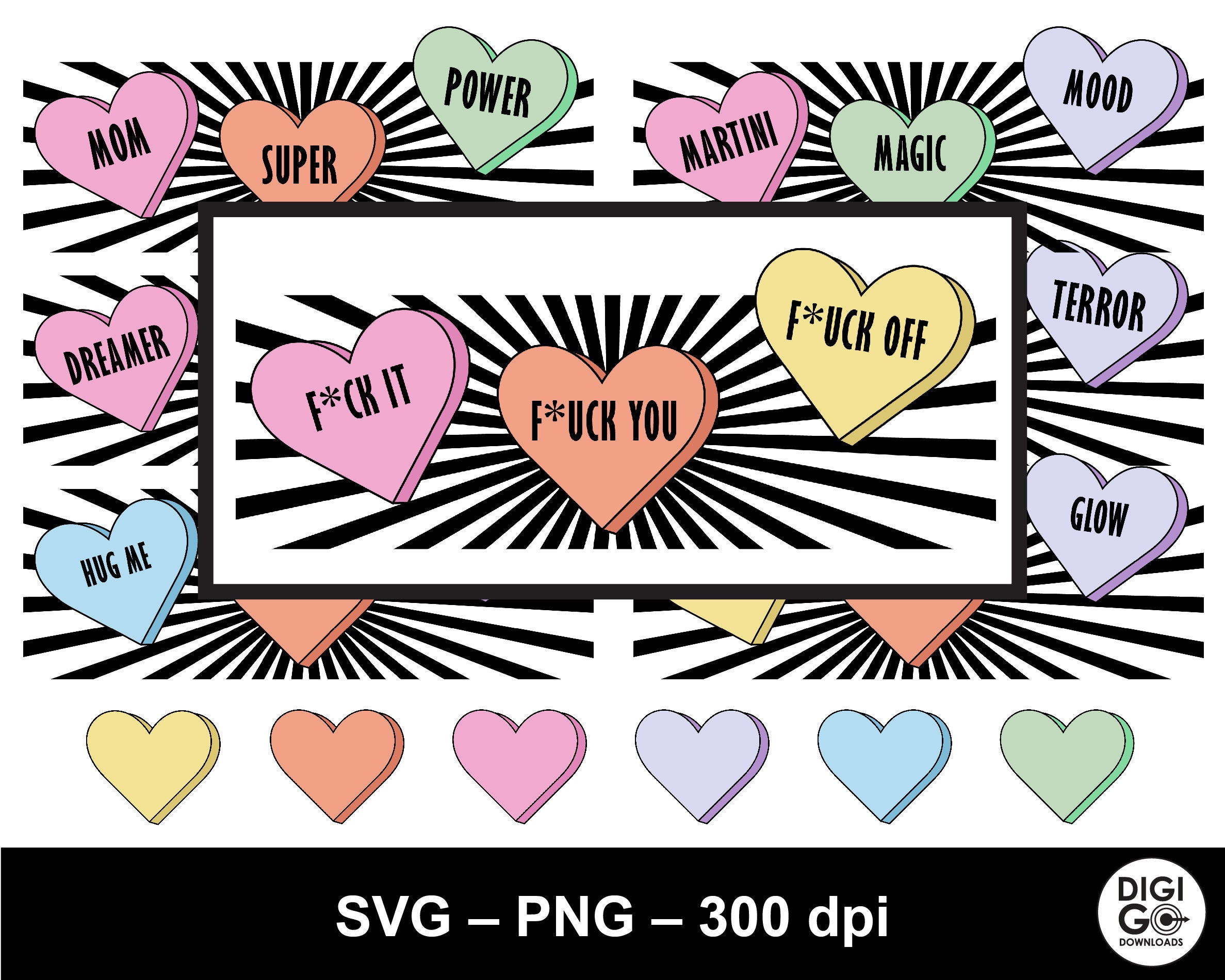 Conversation Hearts Svg / Candy Hearts Svg / Valentines Day Svg / Candy ...