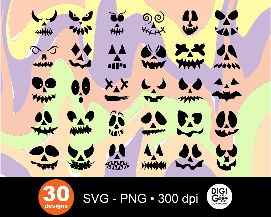 Pumpkin Face Svg / Jack O Lantern Faces / Halloween Pumpkin - Etsy