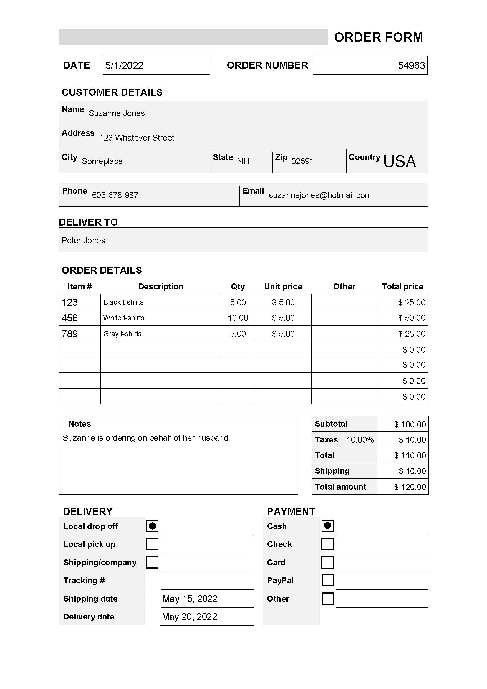 Order Form / Order Form Template / Order Form Template Printable ...