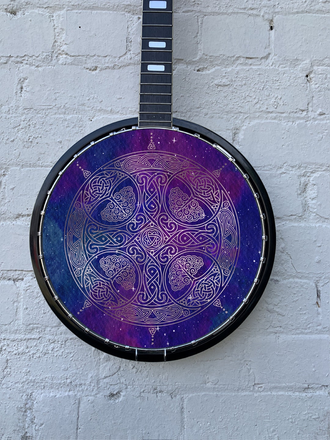 Banjo Instrument Player 11" Sky Print Space Print Art Banjo Head ...