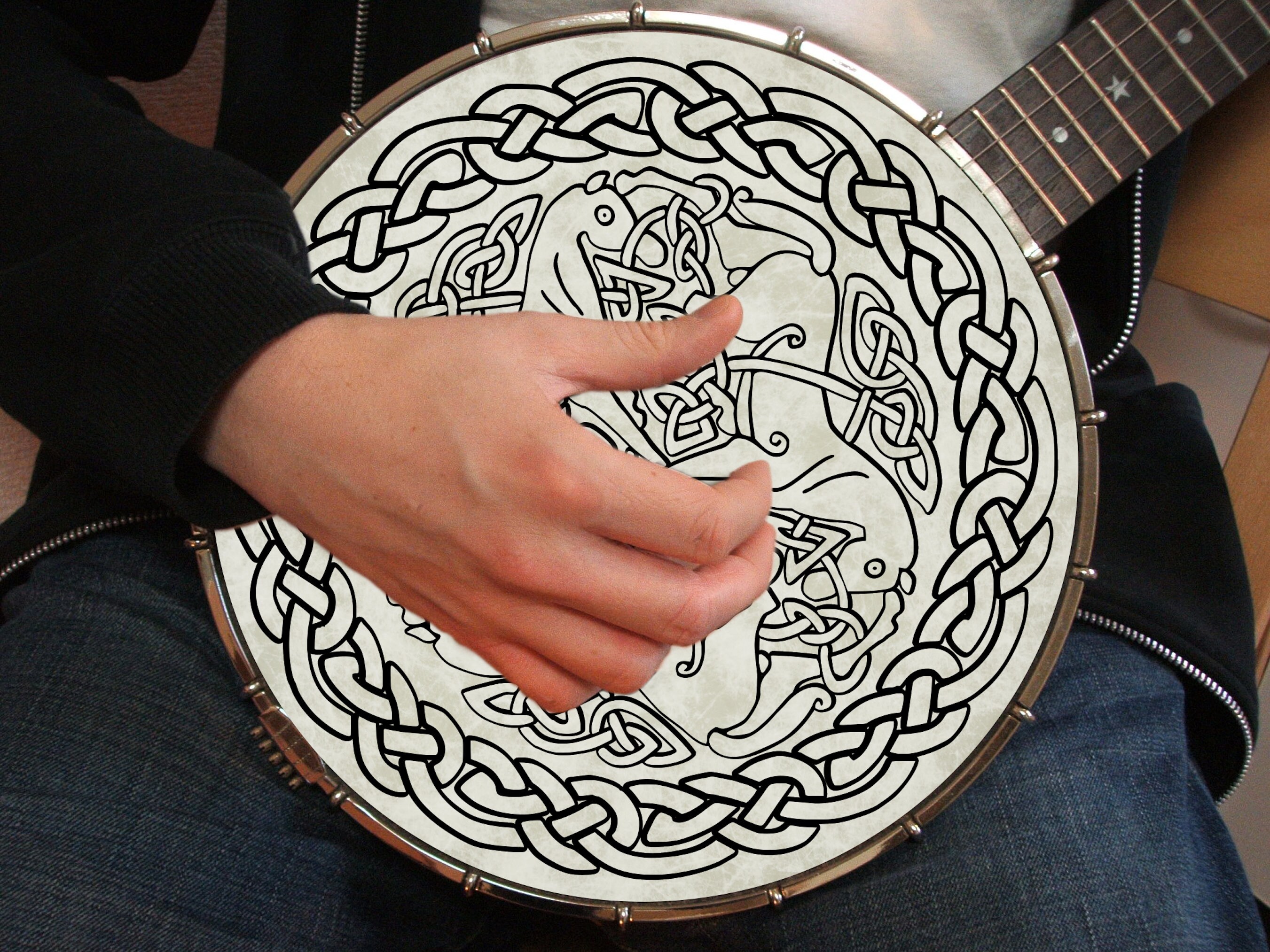 Banjo Instrument Player 11" Celtic Knot Design Art Banjo Head Vellum ...