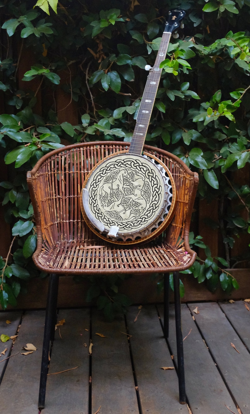 Banjo Instrument Player 11" Celtic Knot Design Art Banjo Head Vellum ...